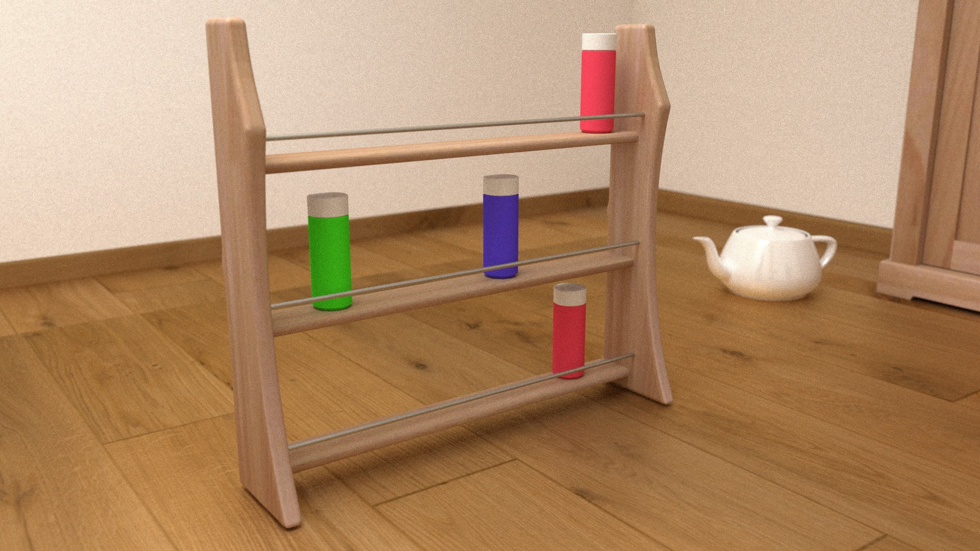 Gewürzregal aus Holz u. Metall: Buche / Esche und Aluminium / Messing ...