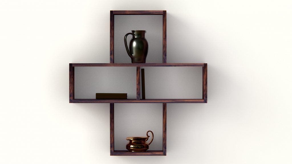 Wandregal Bücherregal „Raute schmal“ aus Nußbaum (abgebildet) oder ...