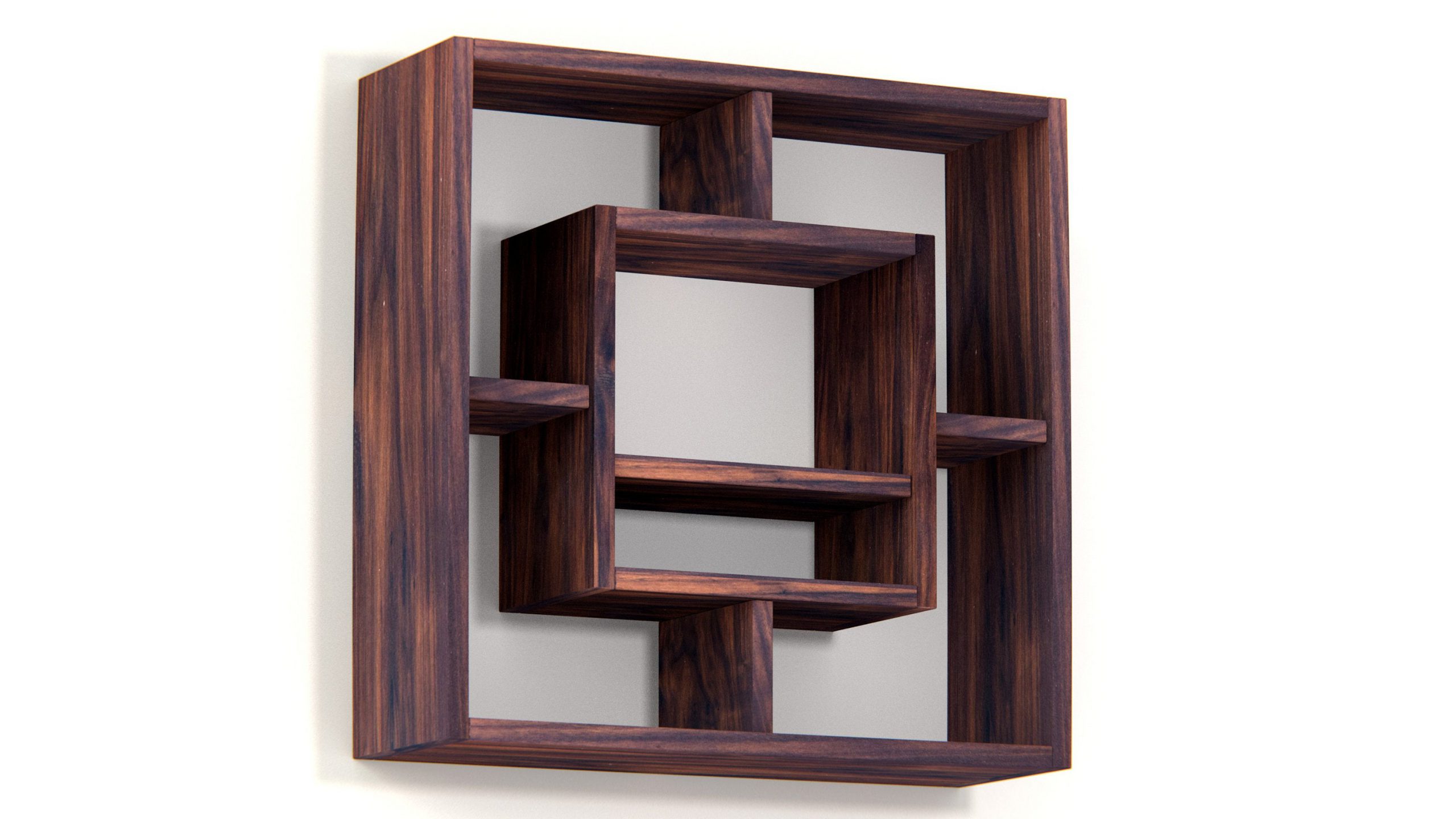 Wandregal Bücherregal „Mühle“ aus Nußbaum (abgebildet) oder andere ...